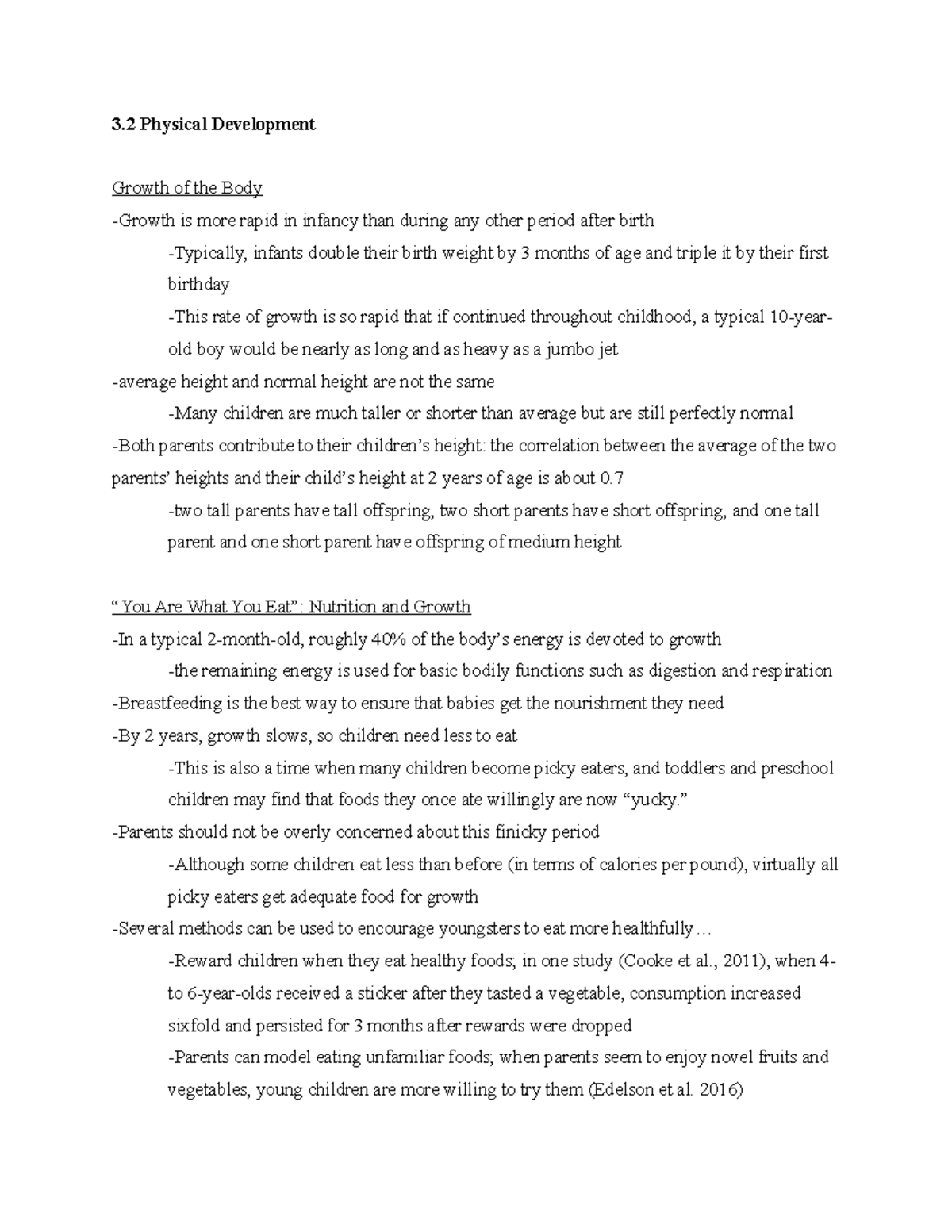 3.2 Physical Development - 3 Physical Development Growth of the Body ...