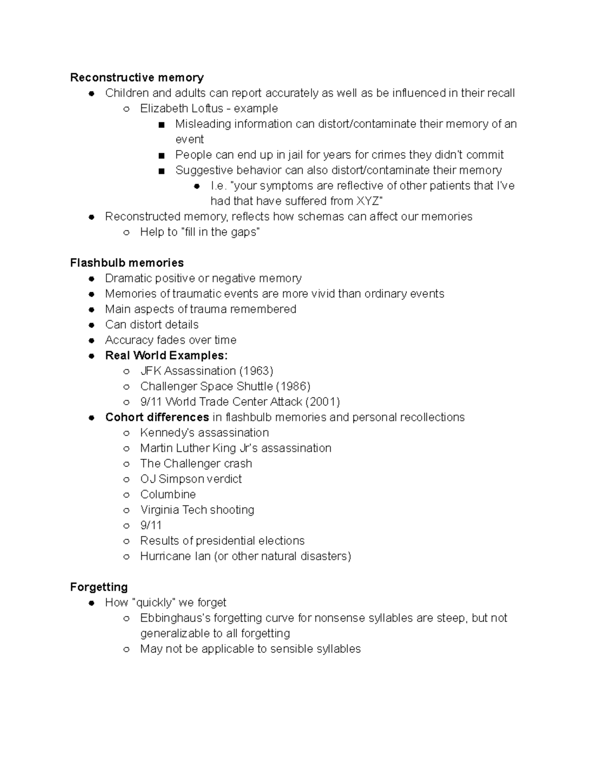 Lecture #23 memory (pt. 2) - Reconstructive memory Children and adults can report accurately as ...
