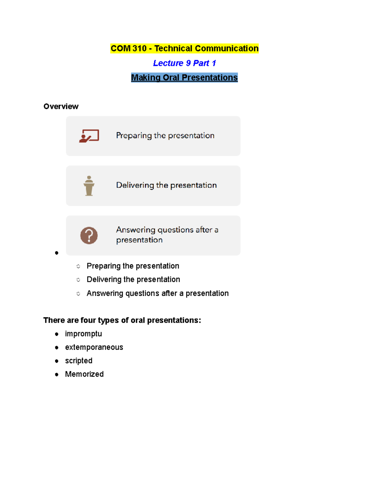 COM 310 Lecture 9 Part 1 - Spring 2020 - COM 310 - Technical ...