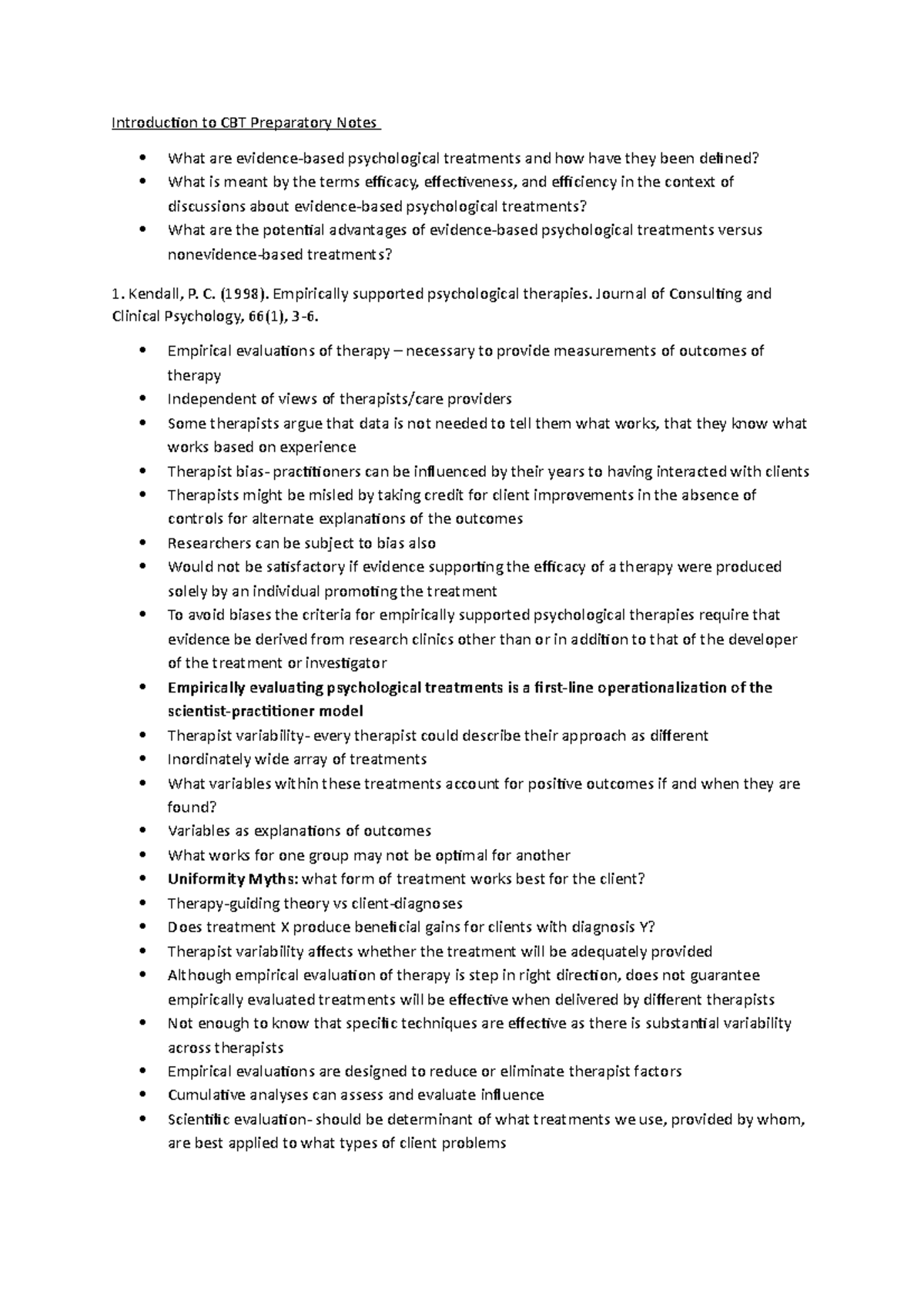 Intro to CBT Prep Notes - Introduction to CBT Preparatory Notes What ...