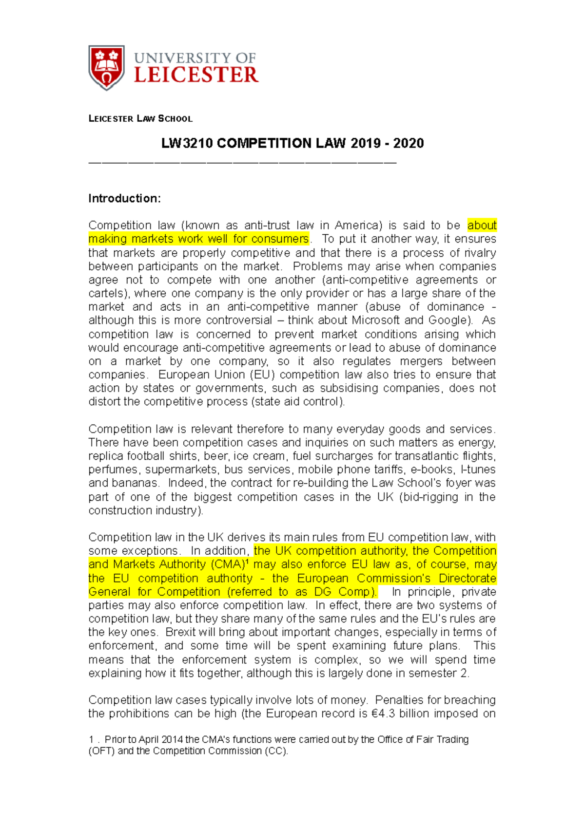 Comp law Course Information 2019 - LEICESTER LAW SCHOOL LW3210 ...