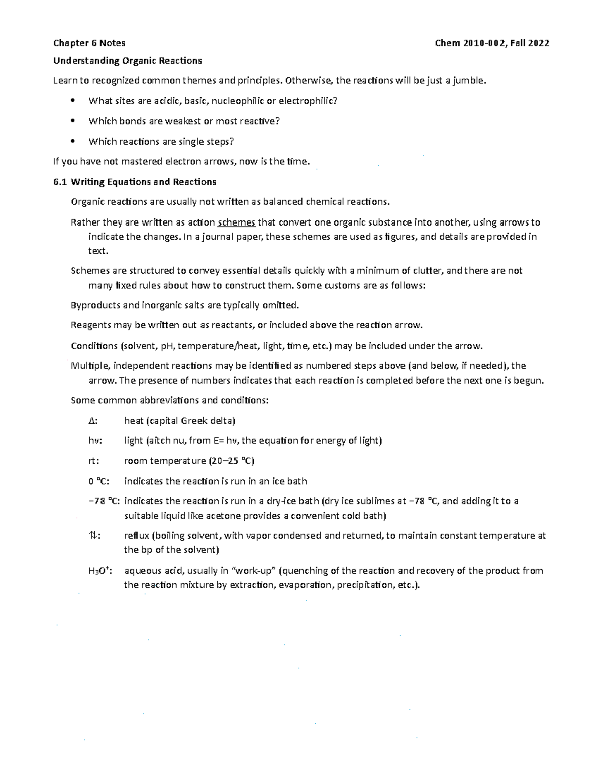 Chem2010 Ch 6 Notes 6 - Chapter 6 Notes Chem 2010-002, Fall 2022 ...