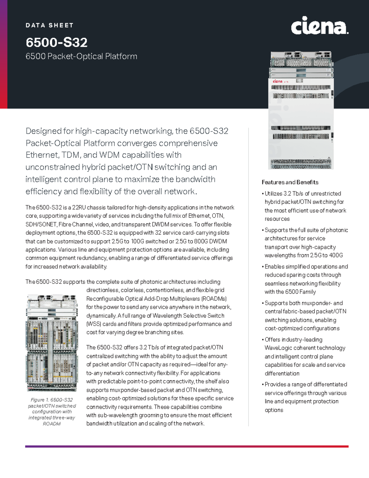 ciena6500-S32DS - D A T A S H E E T 6500-S 6500 Packet-Optical Platform ...