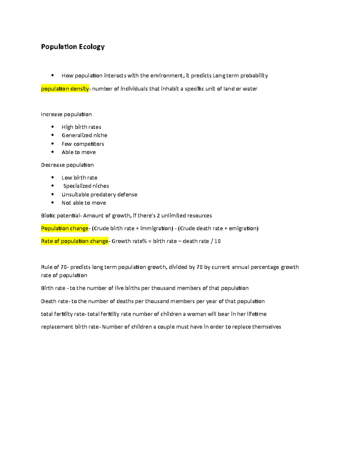 chapter 5 population ecology - Population Ecology How population ...