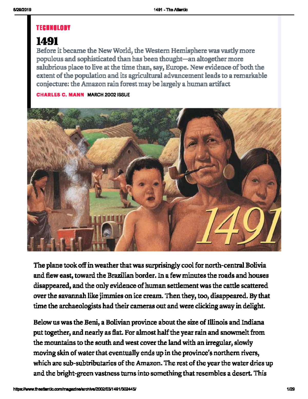 Charles Mann article - 1491 The Atlantic TECHNOLOGY 1491 Before it ...