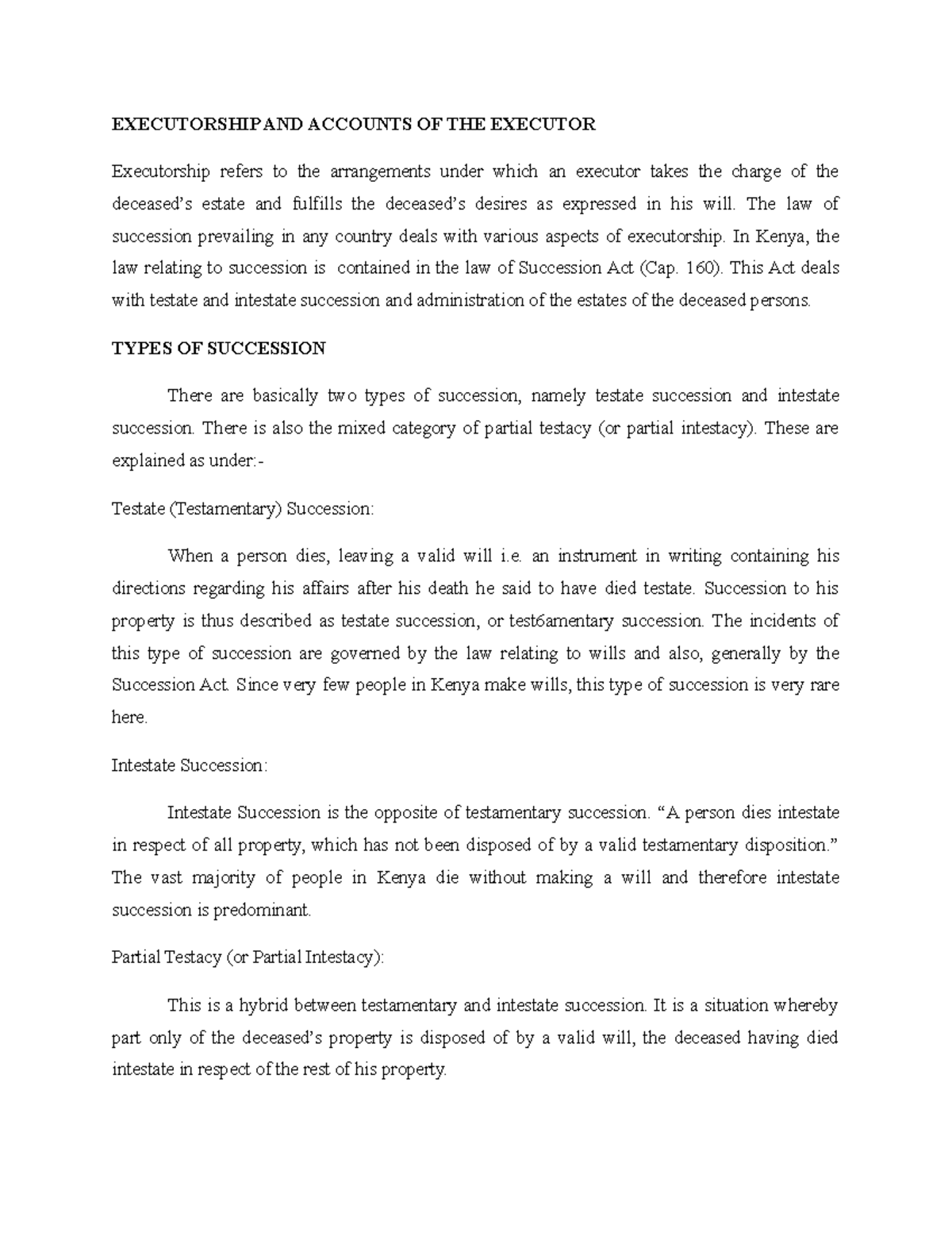 Executorship and Accounts of the Executor - EXECUTORSHIP AND ACCOUNTS ...