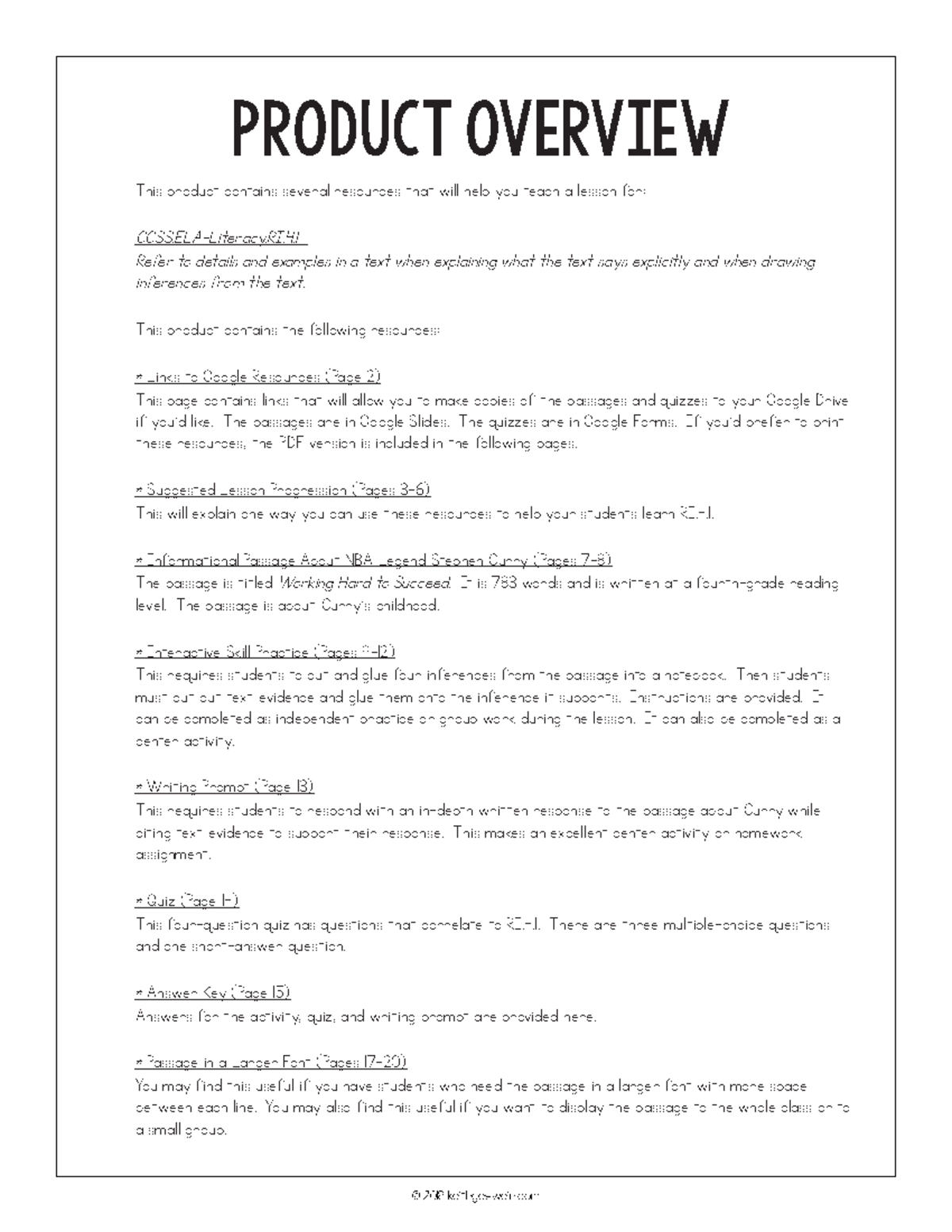 FREE4th Grade Lesson Packfor RI 41Drawing Inferences-1 - PRODUCT ...