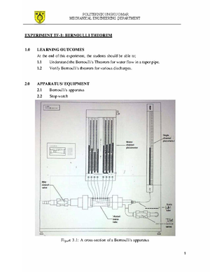 Thermofluids Practical TASK 2 - EXPERIMENT TF-2: VENTURI METER 1 ...