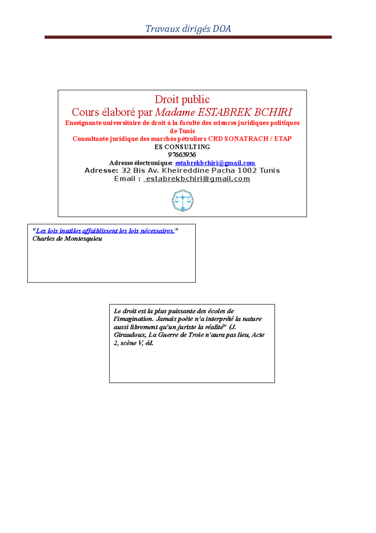 Commentaire d'un texte droit administr - Droit public Cours élaboré par ...