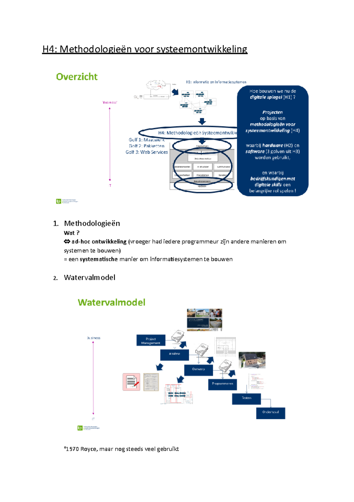 H4 informatiesystemen beknopte samenvatting - H4: Methodologieën voor ...