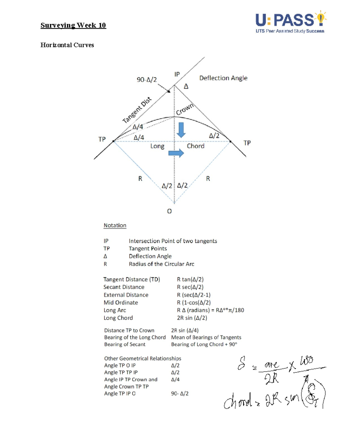 Horizontal Curves - 048320 - Surveying Week 10 Horizontal Curves ...