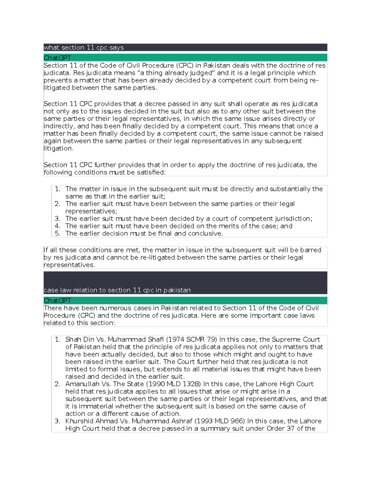 Res judicata section 11 cpc - what section 11 cpc says ChatGPT Section ...