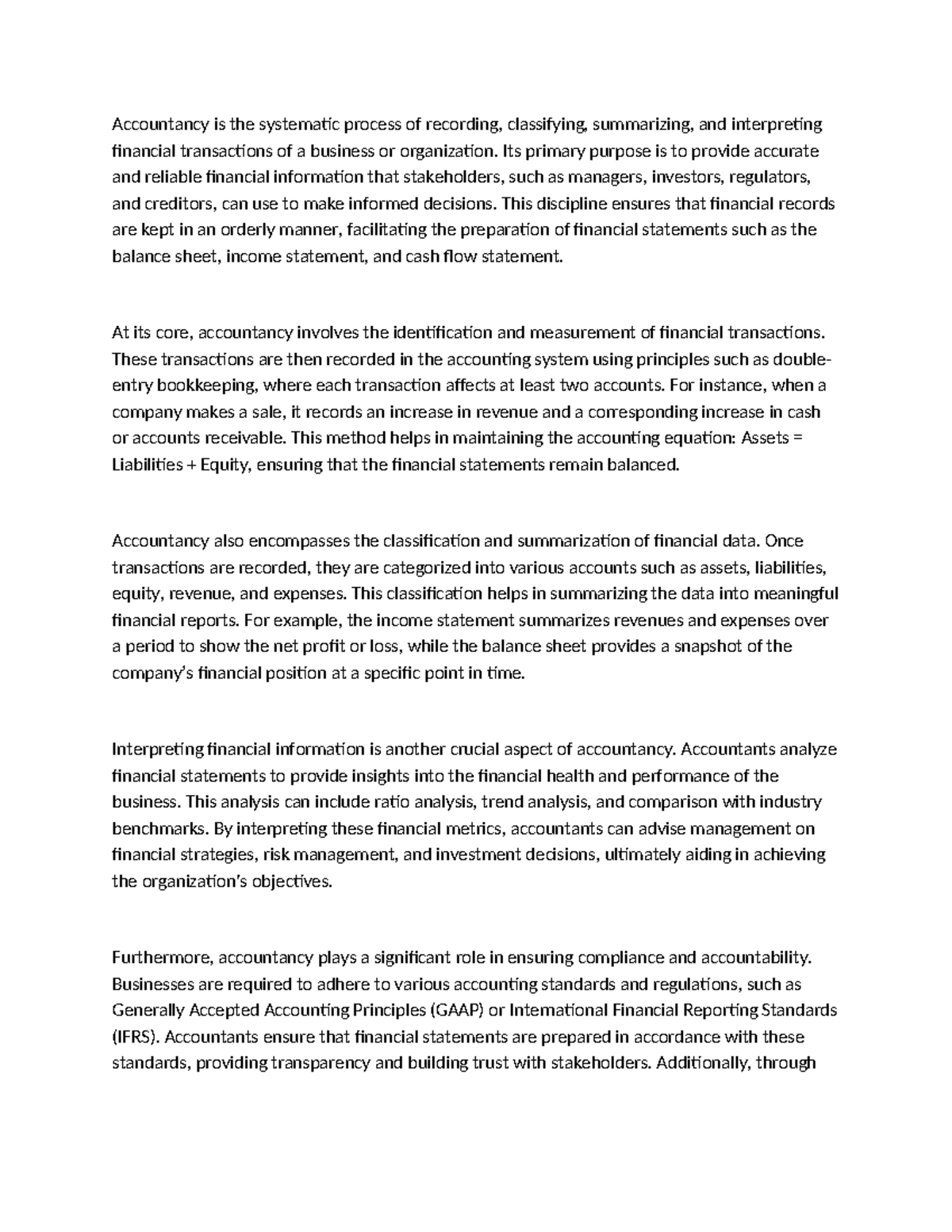 What is accountancy - Accountancy is the systematic process of ...