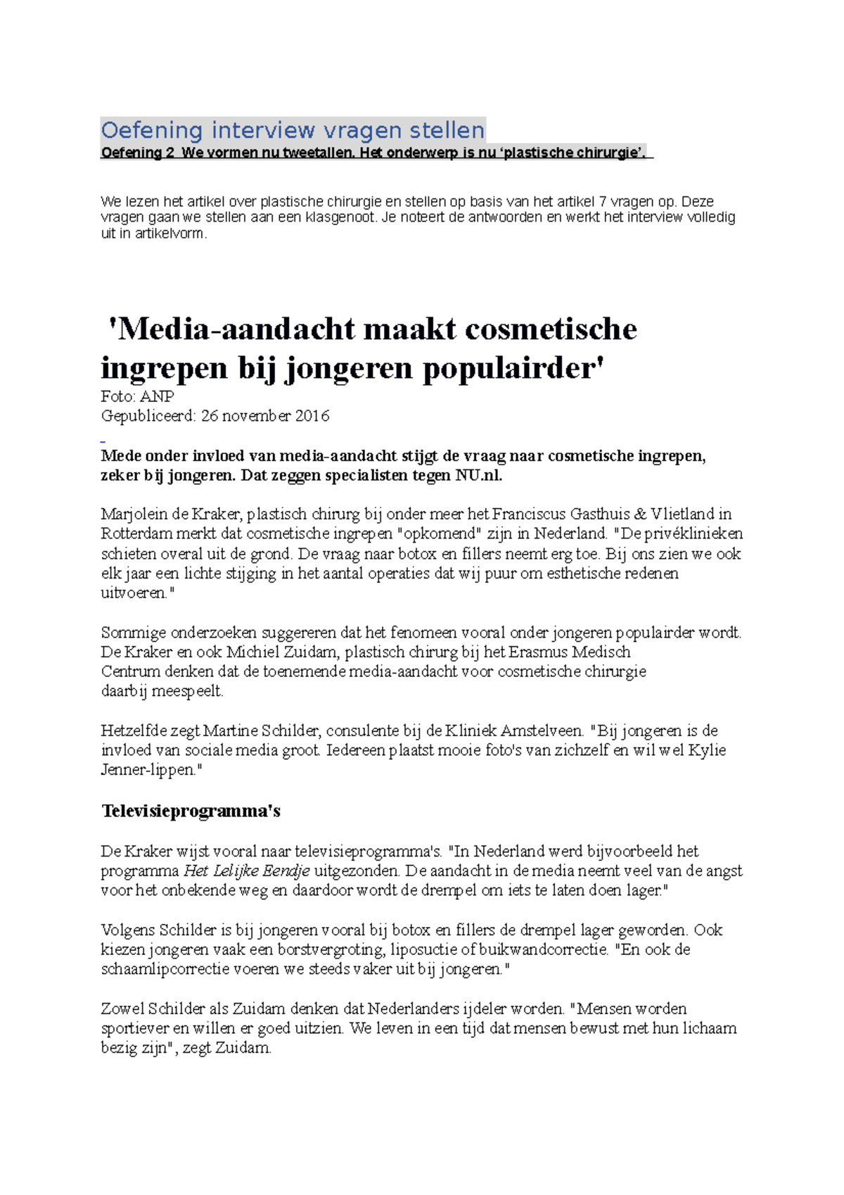 Oefening interview vragen stellen - Oefening interview vragen stellen ...