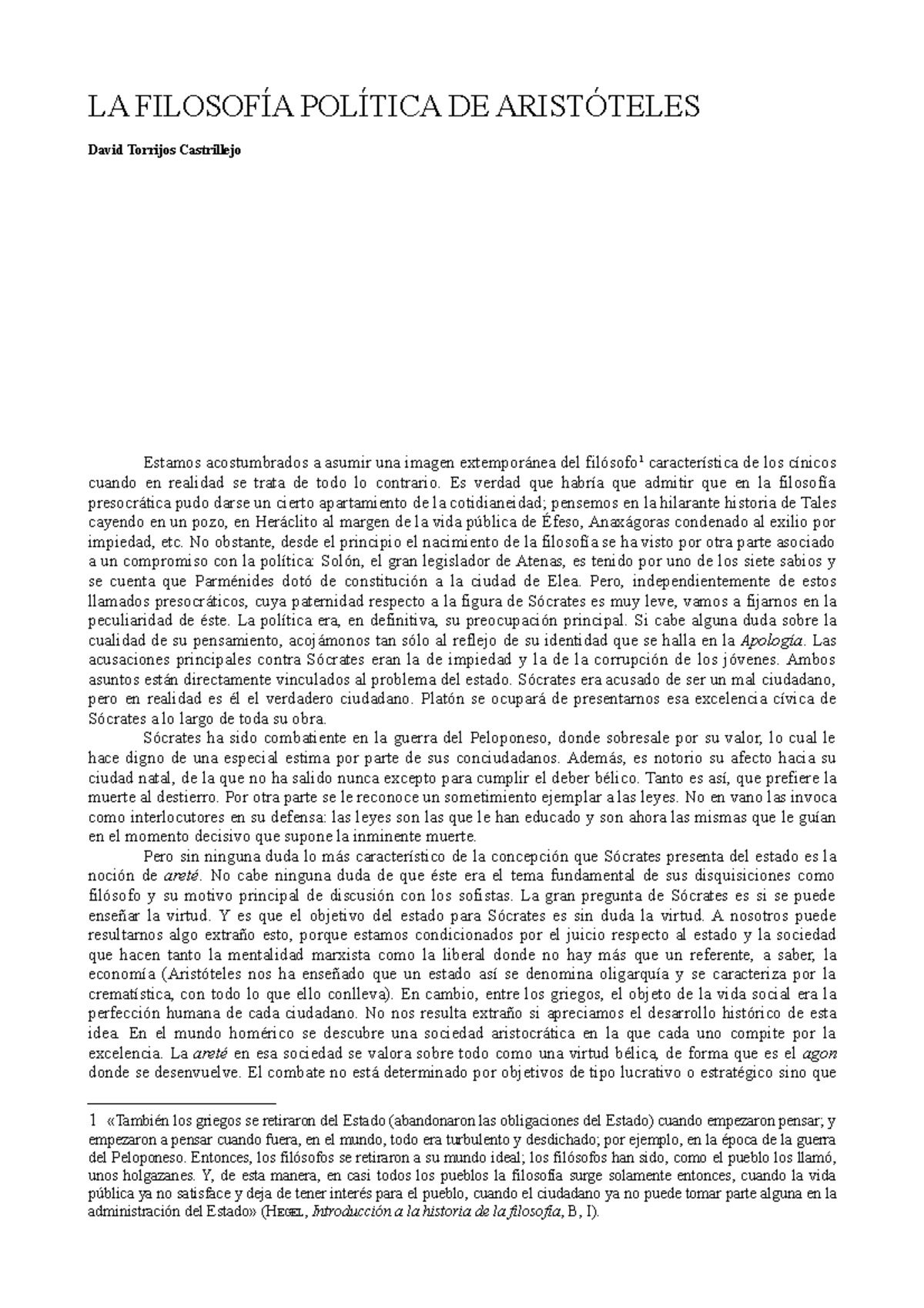 Un ensayo sobre la Politica de Aristotel - LA FILOSOFÍA POLÍTICA DE ...