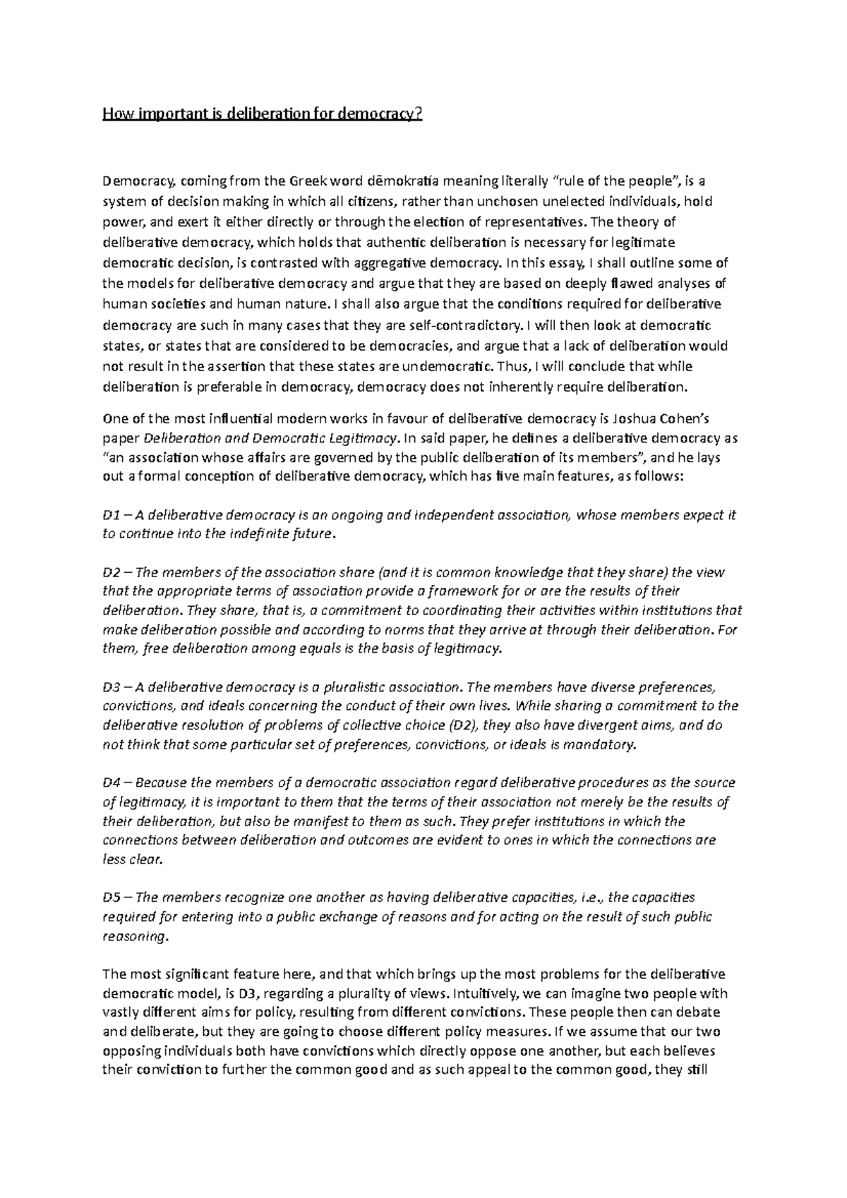 How important is deliberation for democracy? - How important is ...