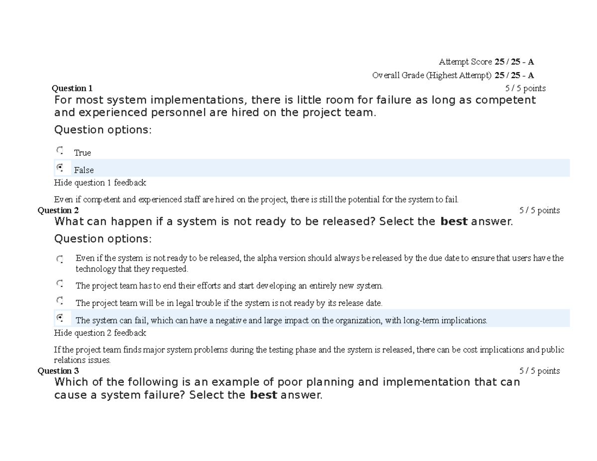 IT-304 8-2 Quiz - IT-304 8-2 Quiz - Attempt Score 25 / 25 - A Overall ...