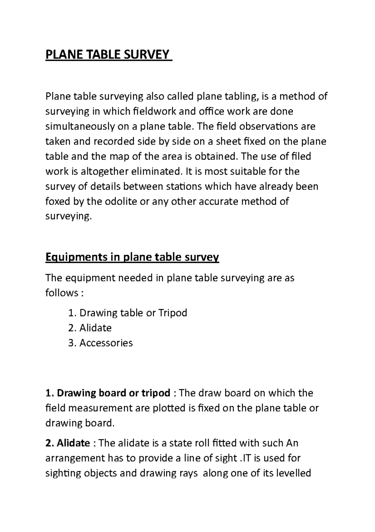 Plane Table Survey - PLANE TABLE SURVEY Plane table surveying also ...