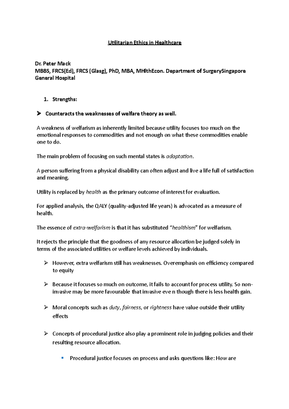 Analysis of Utilitarian Approach and Utilitarianism in Medical Ethics ...