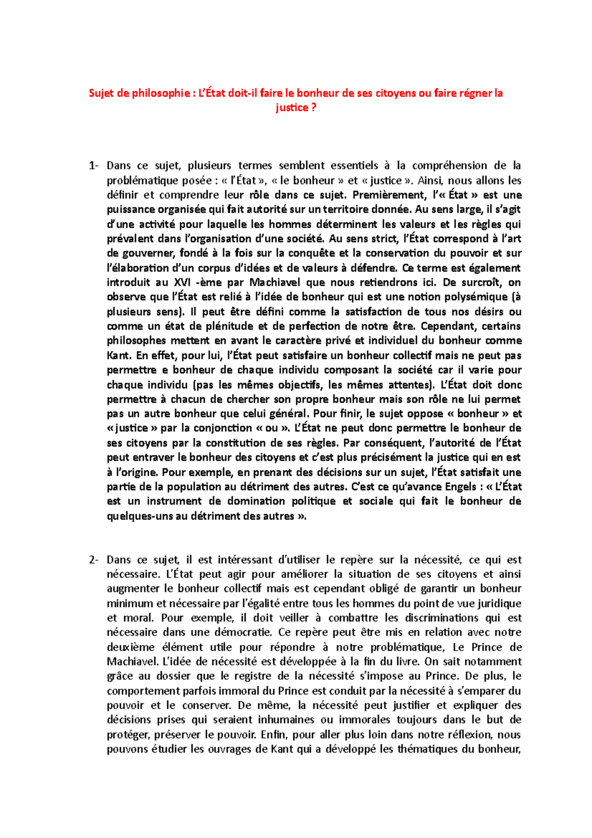 Phio evoir - fkl,v,v,vv,c, - Sujet de philosophie : L’État doit-il ...