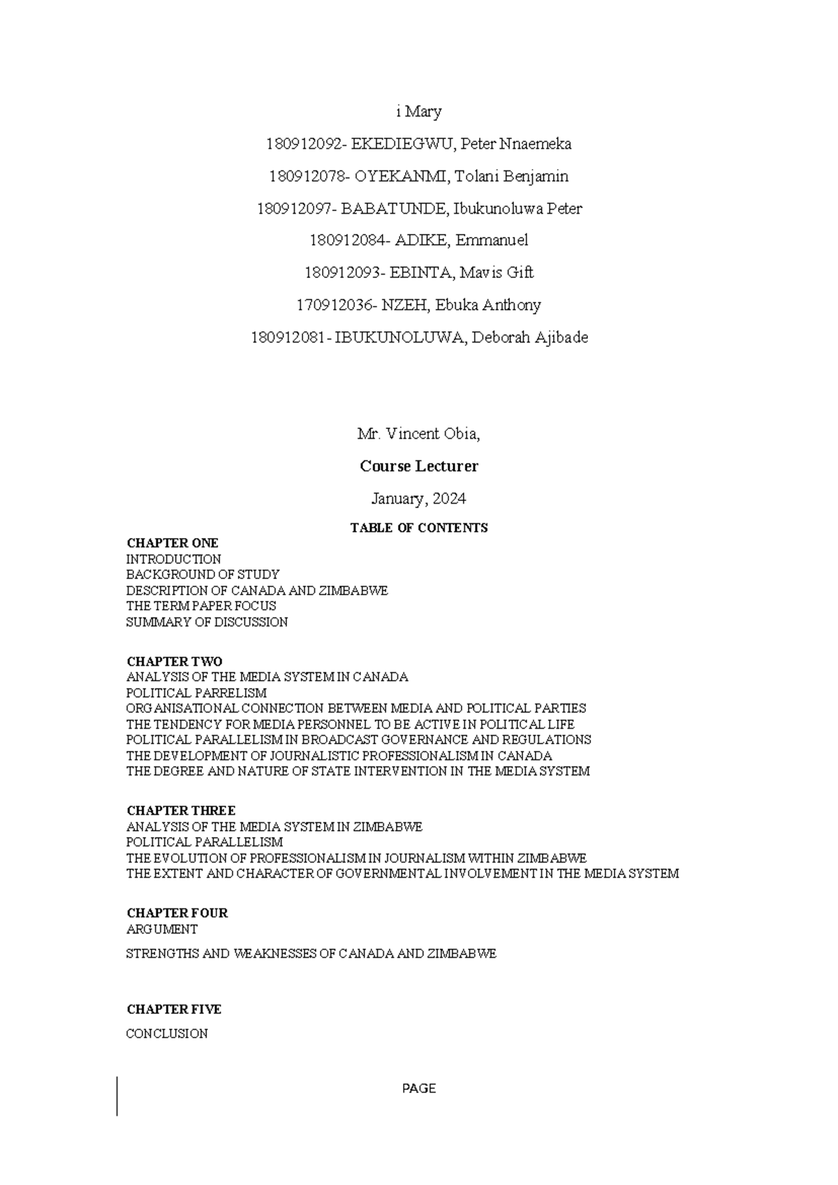 Comparative media system - i Mary 180912092- EKEDIEGWU, Peter Nnaemeka ...