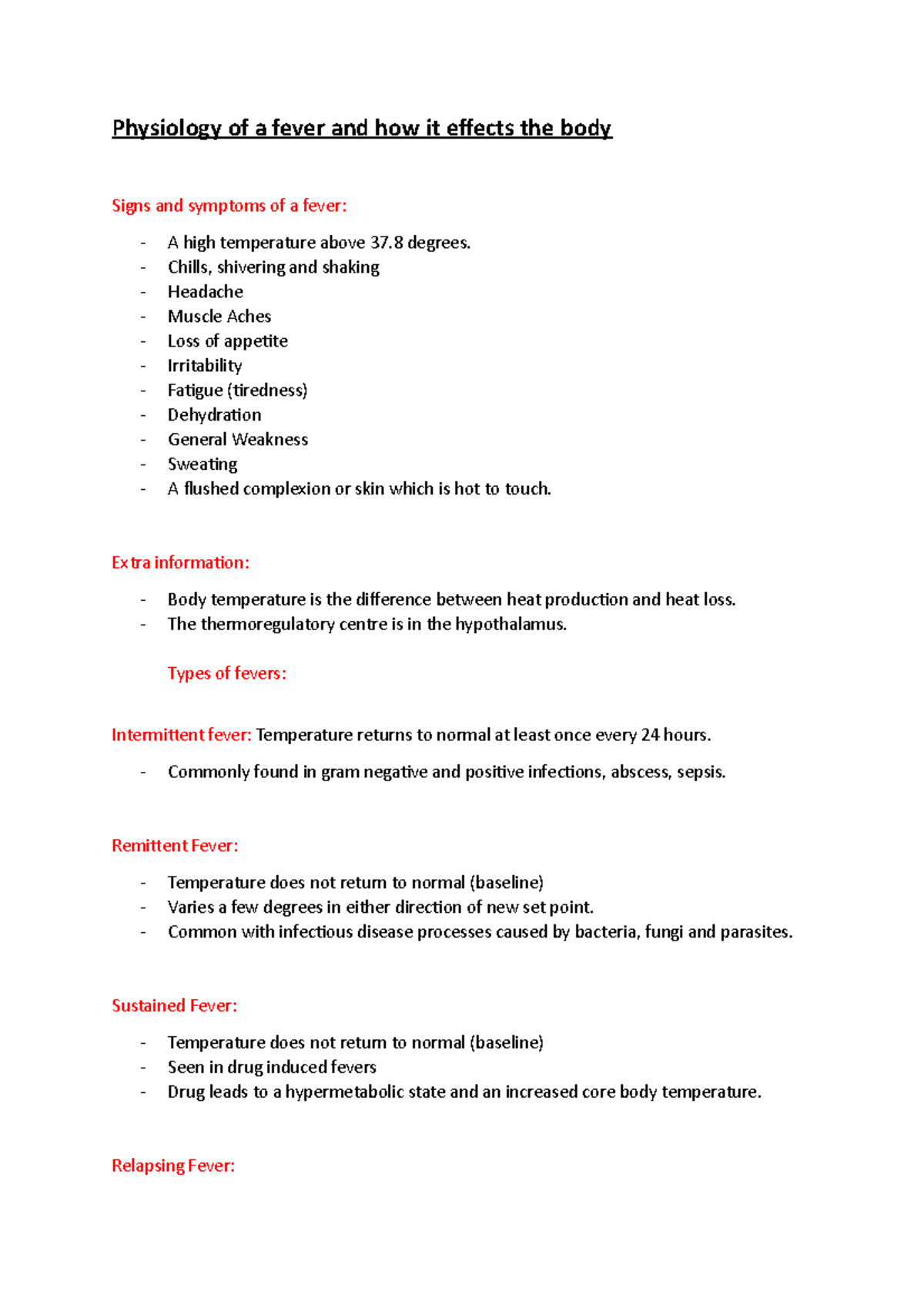 Physiology of a fever and how it effects the body - Chills, shivering ...