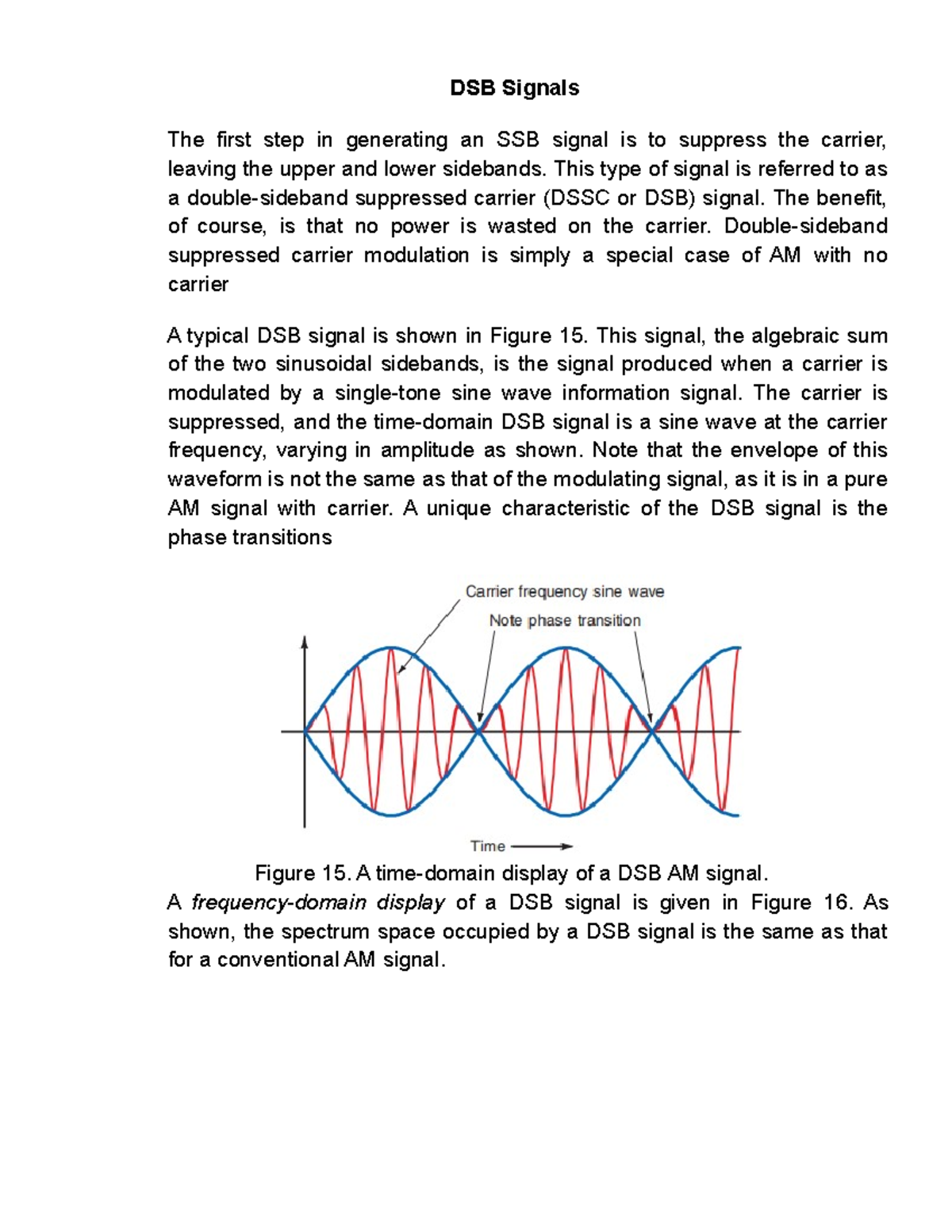 DSB Signals - DSB Signals The first step in generating an SSB signal is ...
