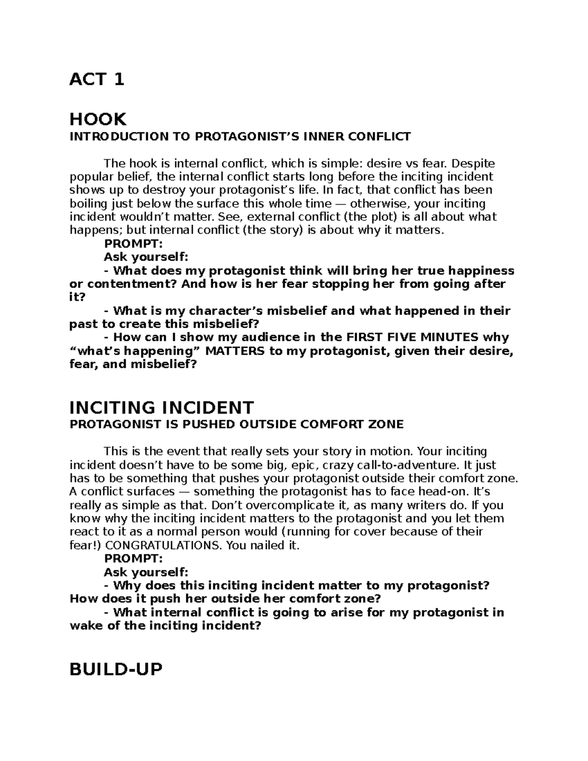 3-ACT Story Structure - Copypaste - ACT 1 HOOK INTRODUCTION TO ...