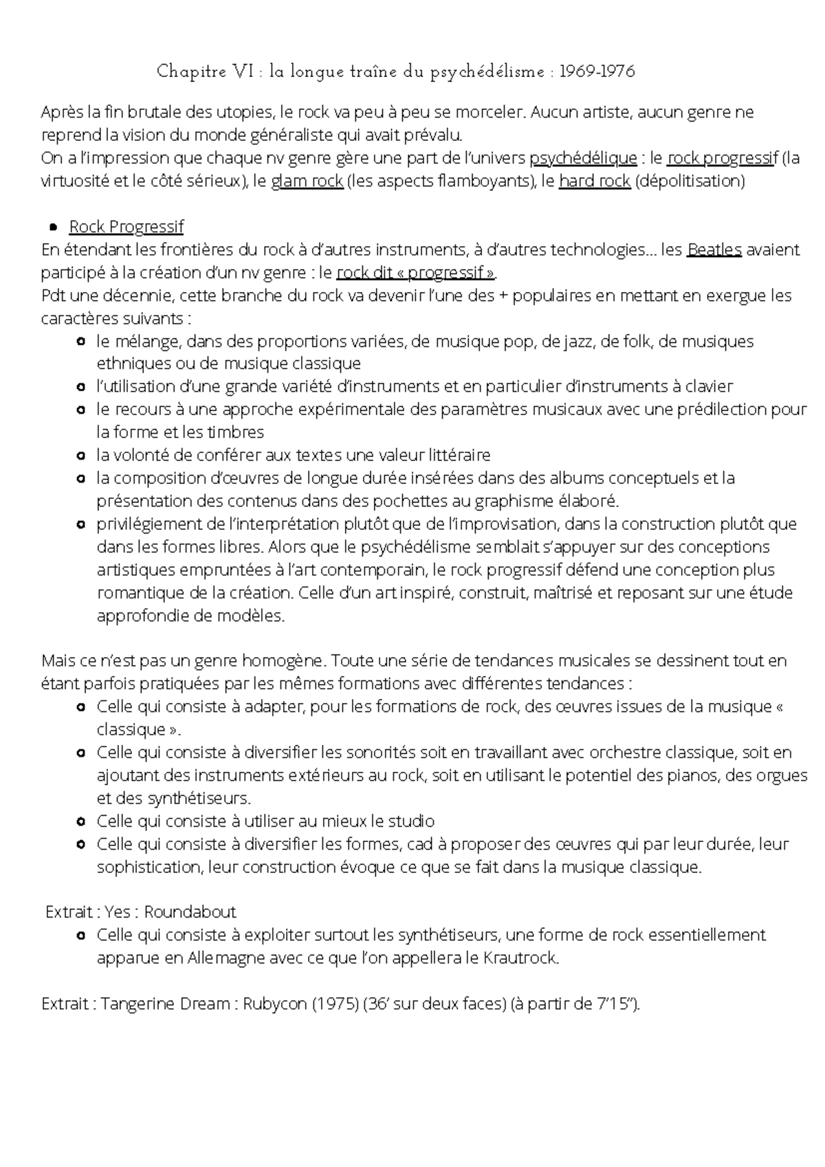 Chapitre VI la longue traîne du psychédélisme 1969-1976 - Chapitre VI ...