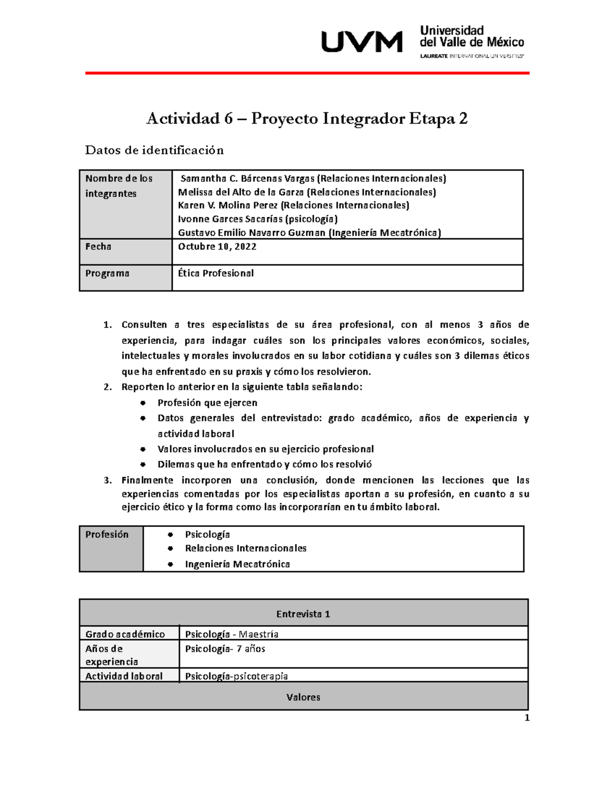 A#6 Equipo 16 - Proyecto Integrador Etapa 2 Trabajo con 100 de calificación, unidos somos mas ...