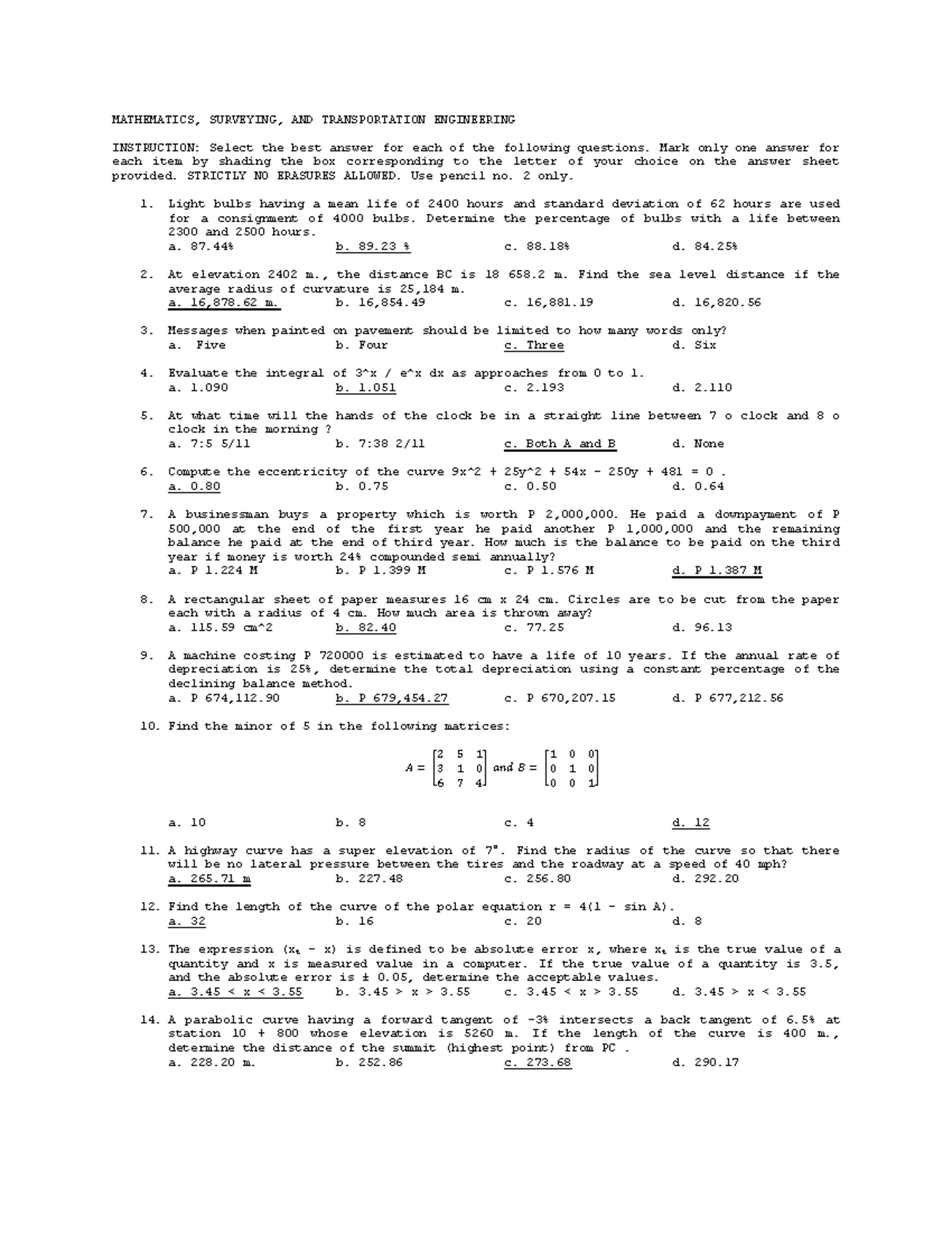 Online Preboard Answer KEY - Elementary stats - Studocu