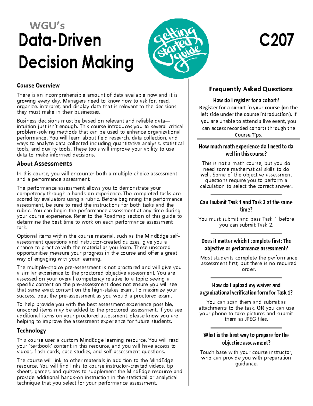 C207 gettingstartedguide final - WGU’s Data-Driven C2 07 Decision ...