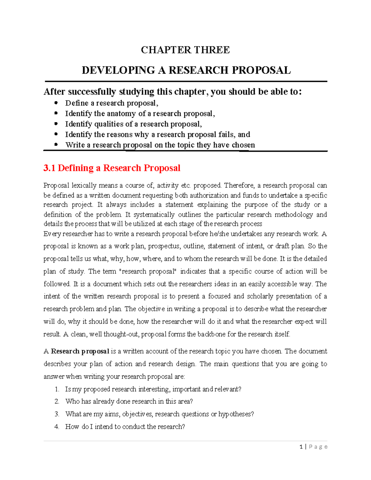 Chapter Three - note - CHAPTER THREE DEVELOPING A RESEARCH PROPOSAL ...