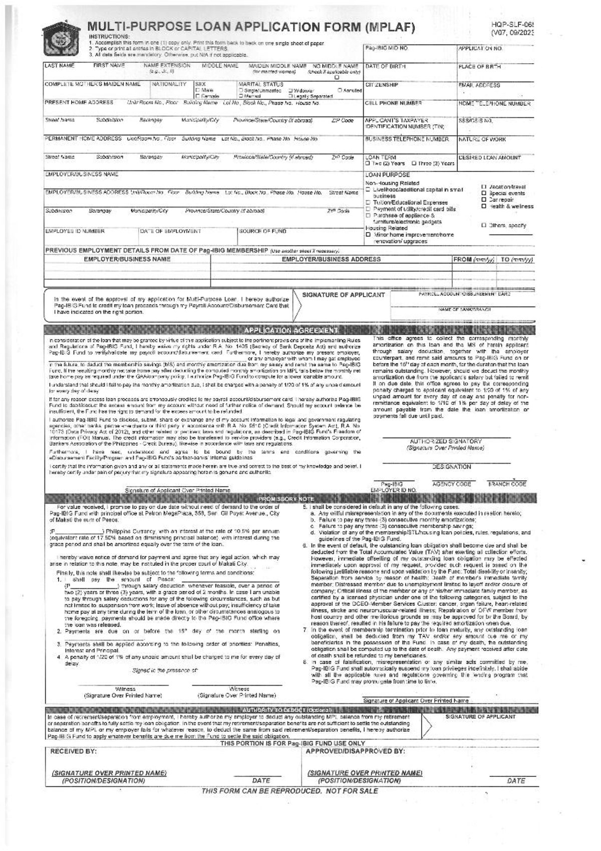 PAG-IBIG Multi Purpose LOAN - LOAN APPLICATION FORM (MPLAF ...