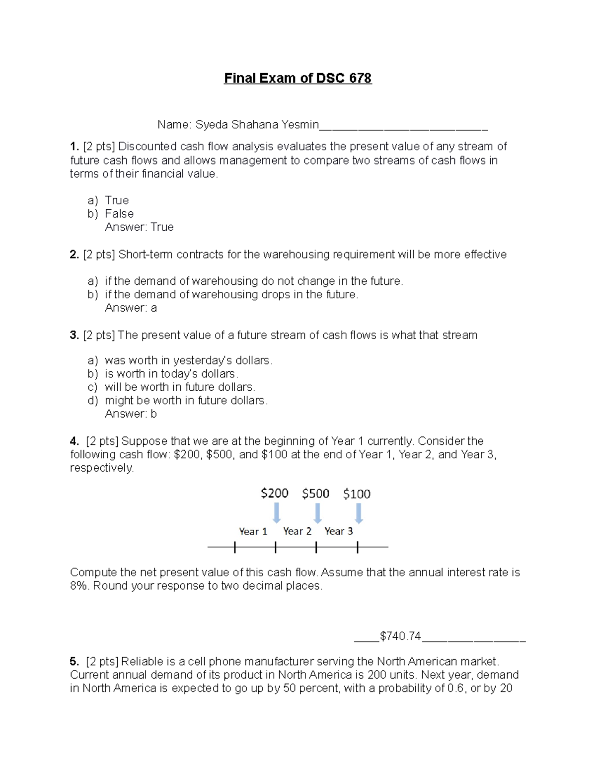 Final Exam question - Final Exam of DSC 678 Name: Syeda Shahana Yesmin