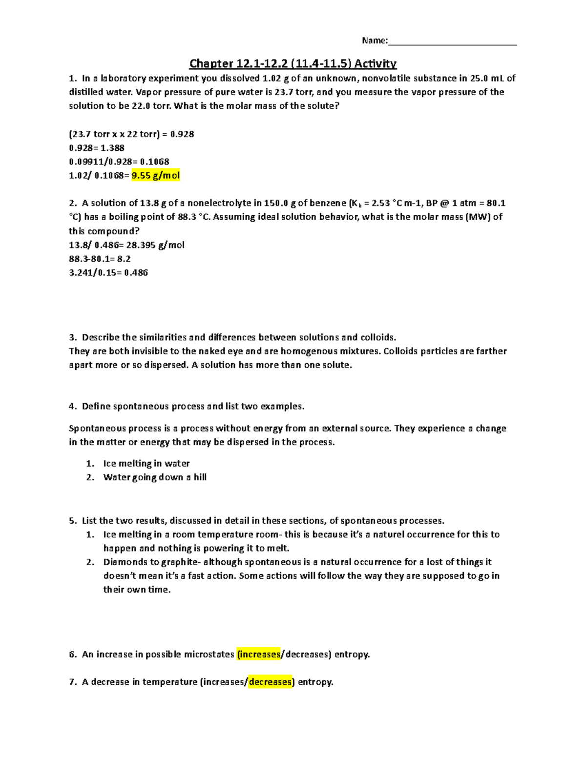 Ch 12.1 12.2 Activity Worksheet alt - Name ...