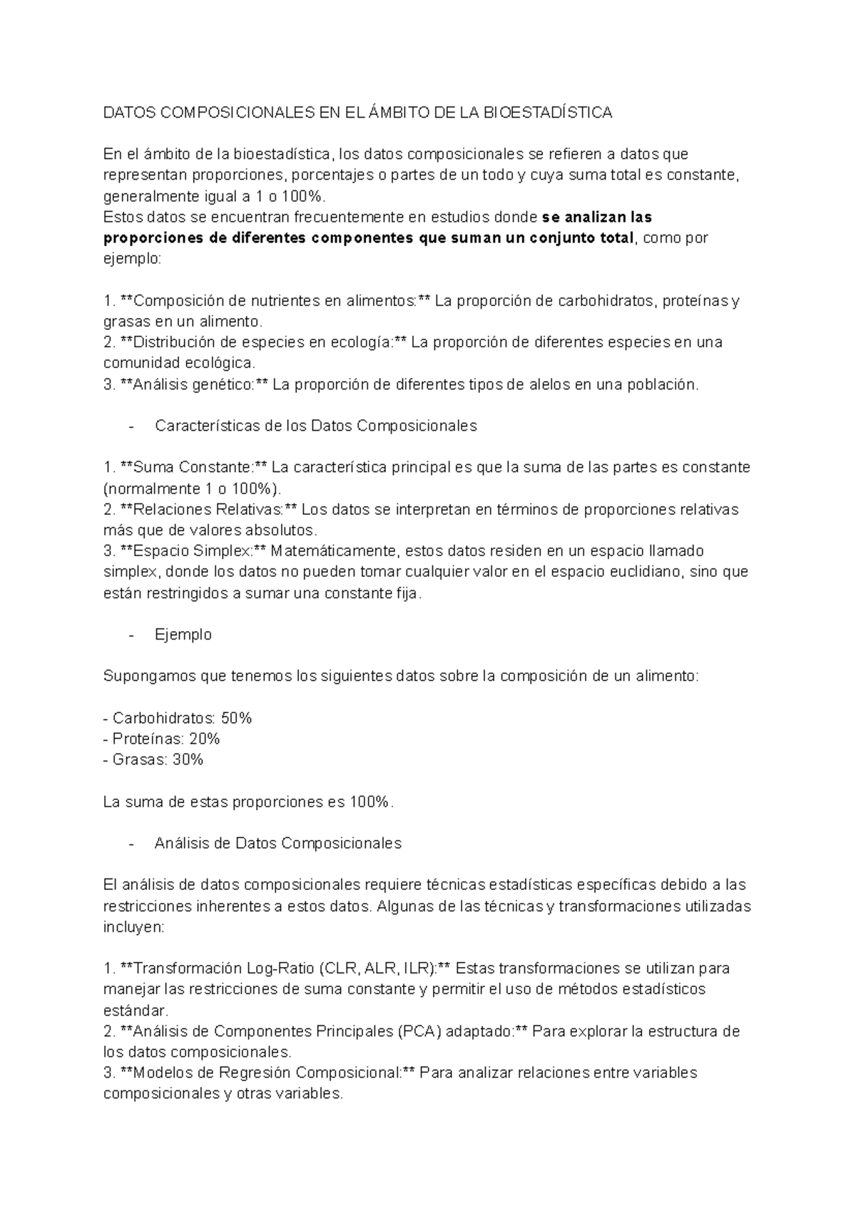 Datos Composicionales EN EL Á Mbito DE LA Bioestadí Stica - DATOS COMPOSICIONALES EN EL ÁMBITO ...