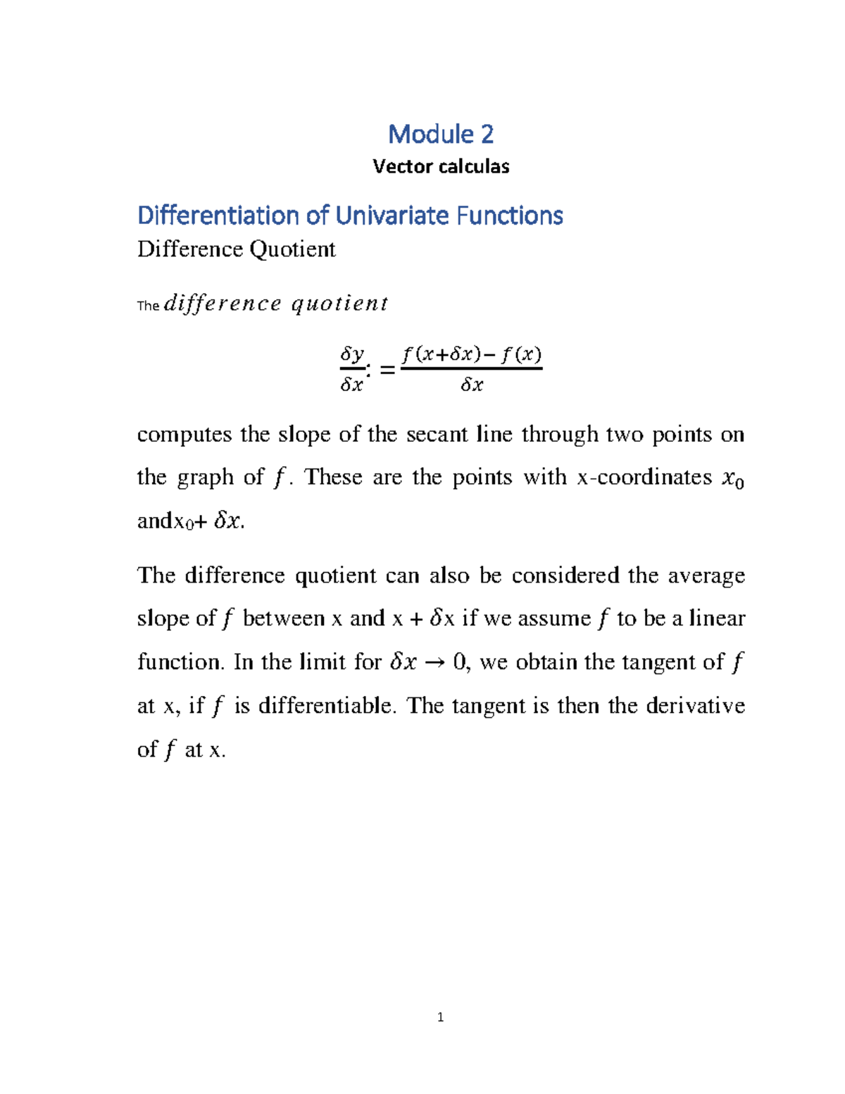 Module 2 - Its a lecture note on Differentiation - Module 2 Vector calculas Differentiation of ...