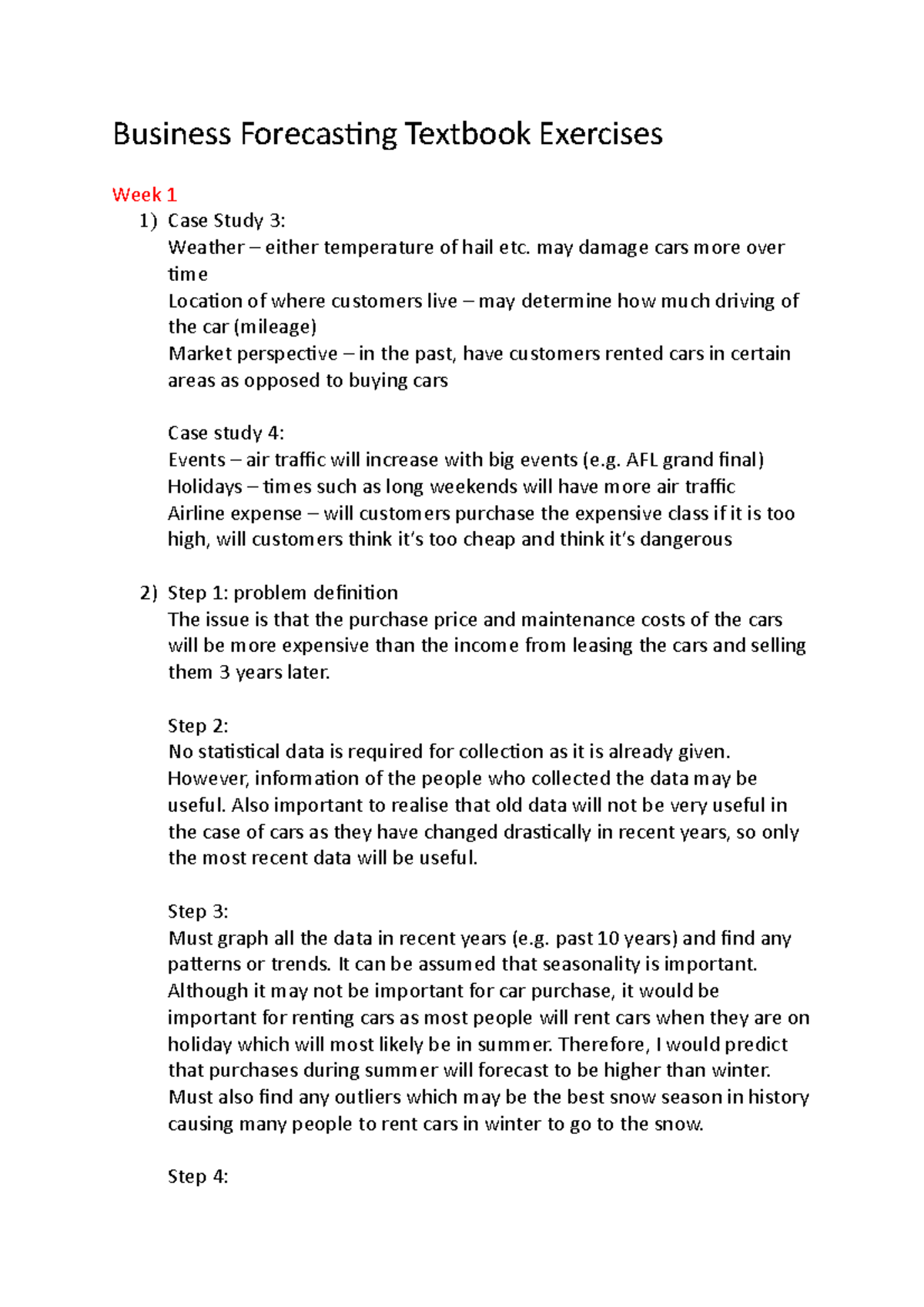 Forecasting Textbook Exercises - may damage cars more over time ...