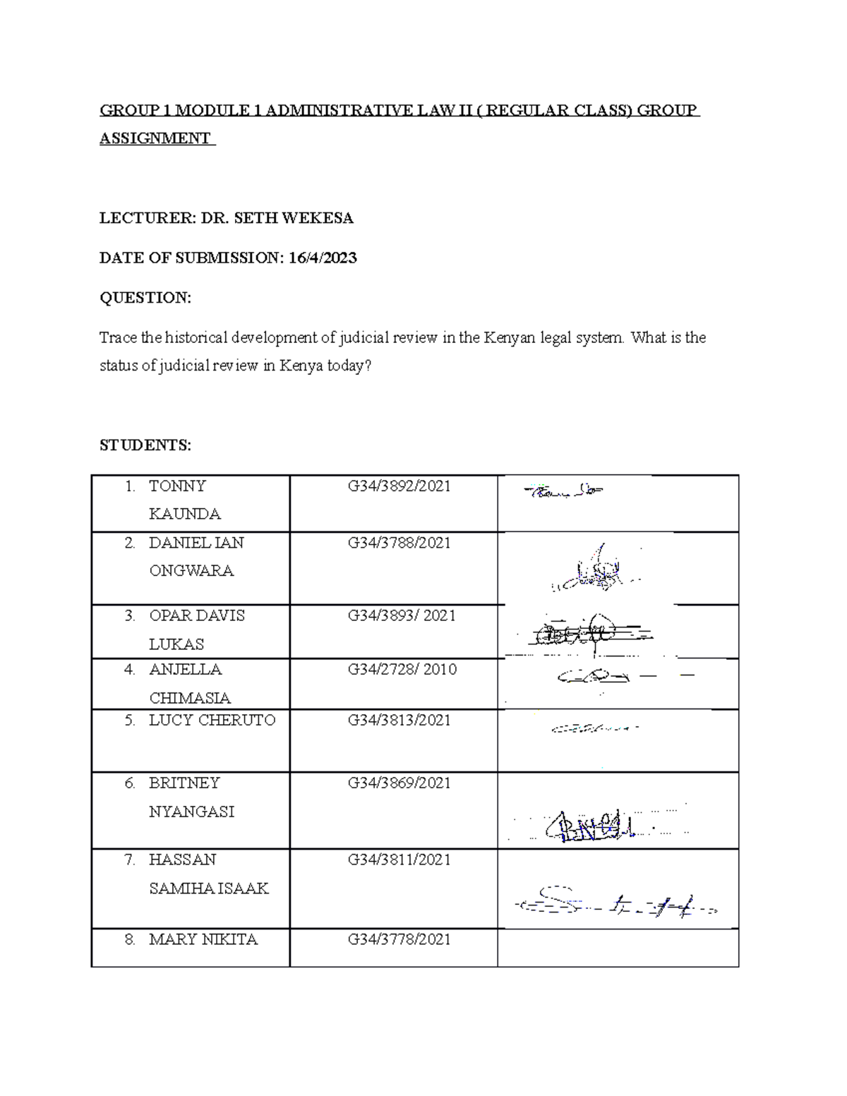 The historical development of judicial review in the Kenyan legal ...
