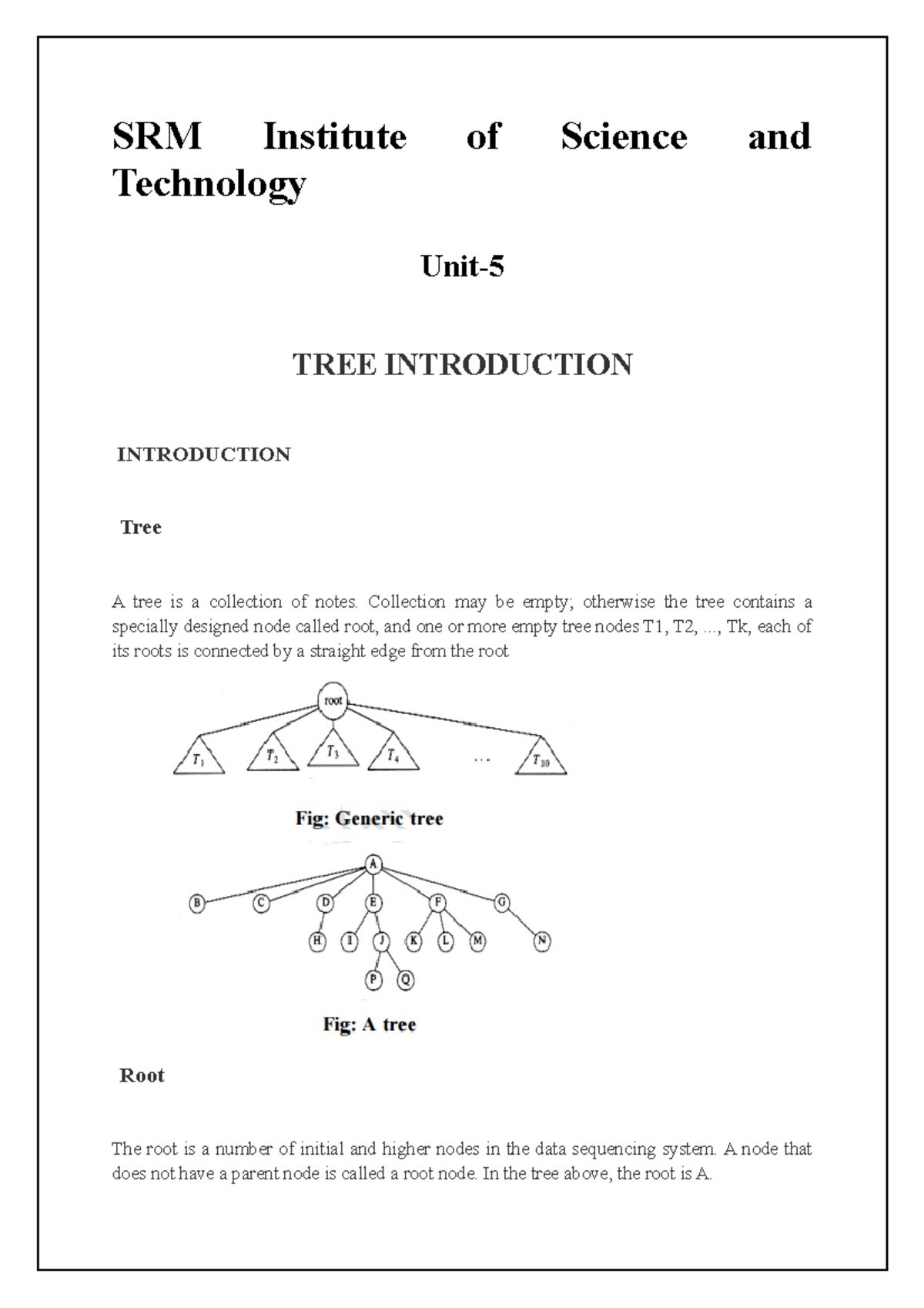 TREE Introduction - SRM Institute of Science and Technology Unit- TREE ...