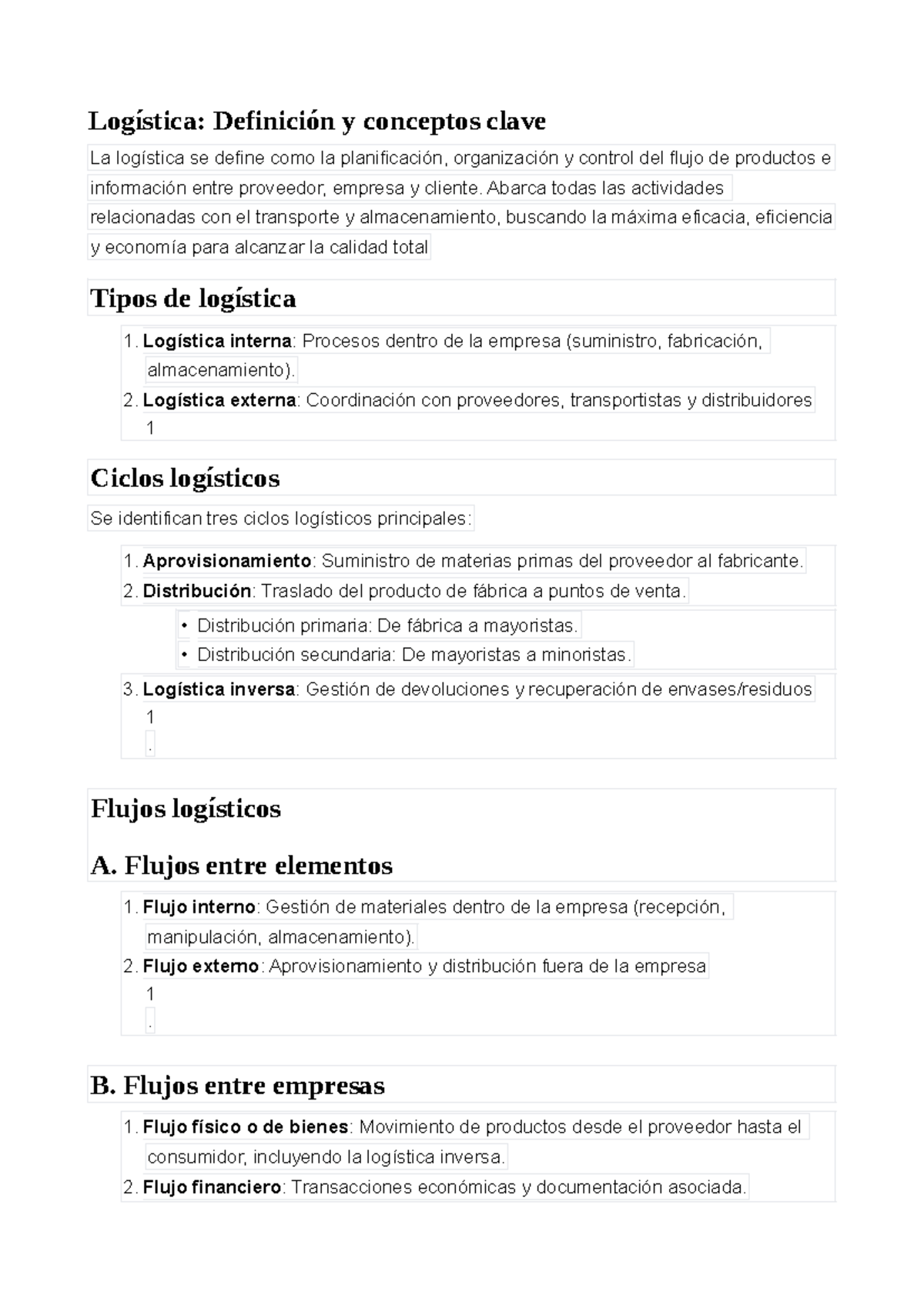 Resumen logistica - Logística: Definición y conceptos clave La ...