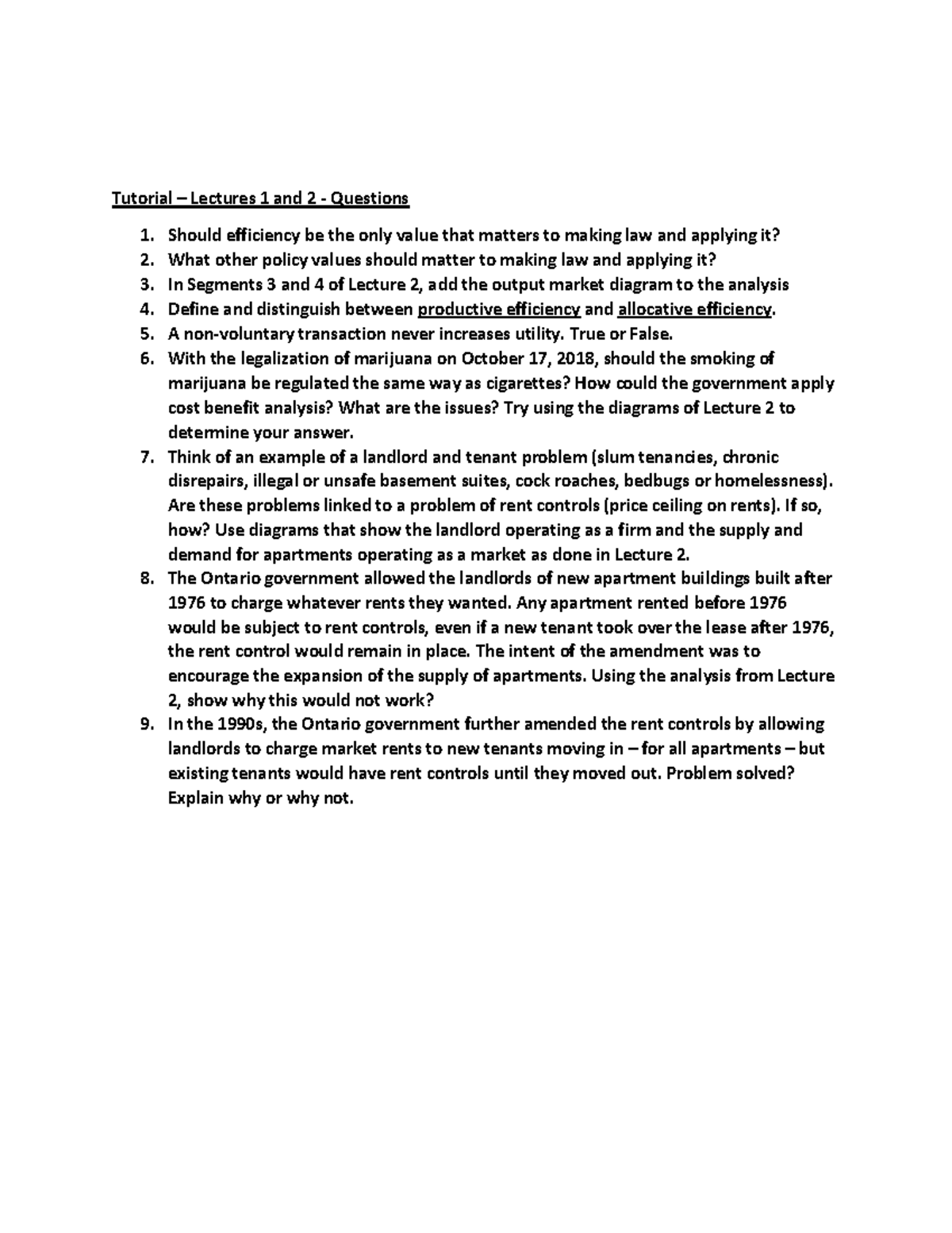 Lecture 1 and 2 - Tutorial – Lectures 1 and 2 - Questions Should ...