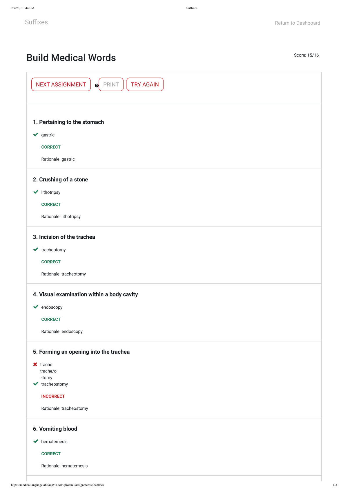 Ch 2 build medical words - 7/9/23, 10:44 PM Suffixes - Studocu