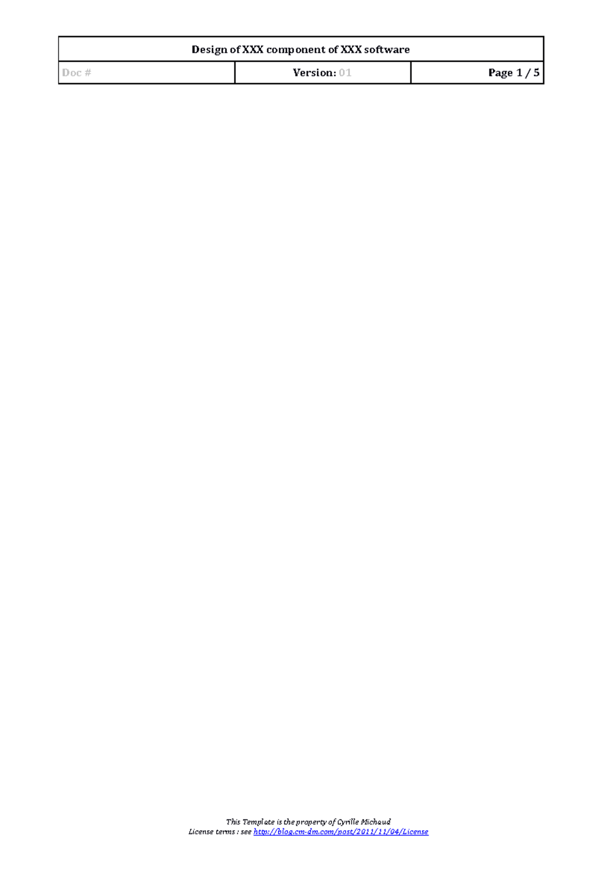 Software detailed design template - Doc # Version: 01 Page 1 / 5 This ...