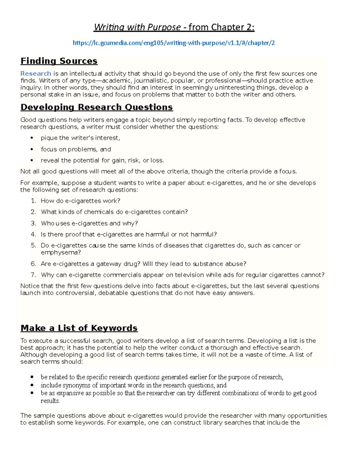 Notes from Chapter 2 - Writing with Purpose - from Chapter 2: - Studocu