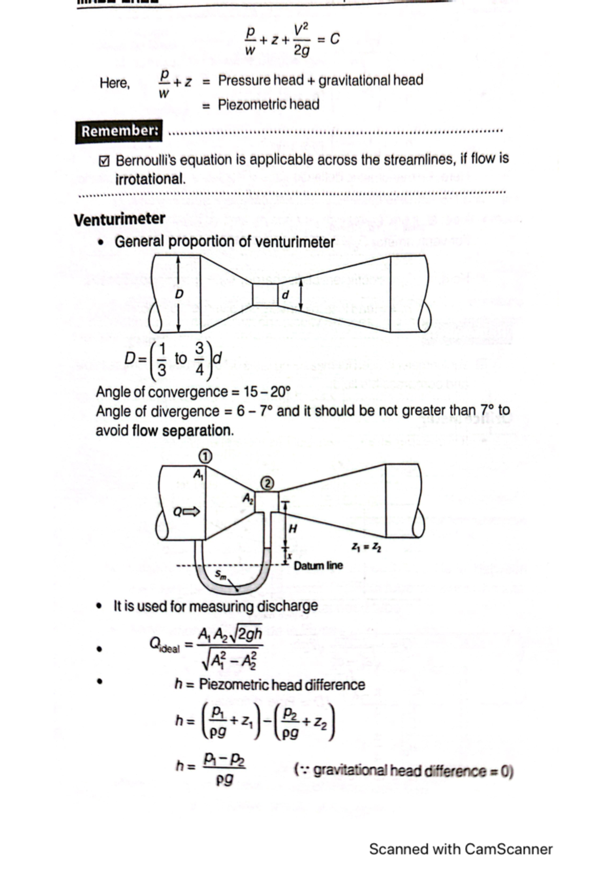 FMHM Theory - 7 - Important - Here, p W Pressure head gravitational head Piezometric head ...