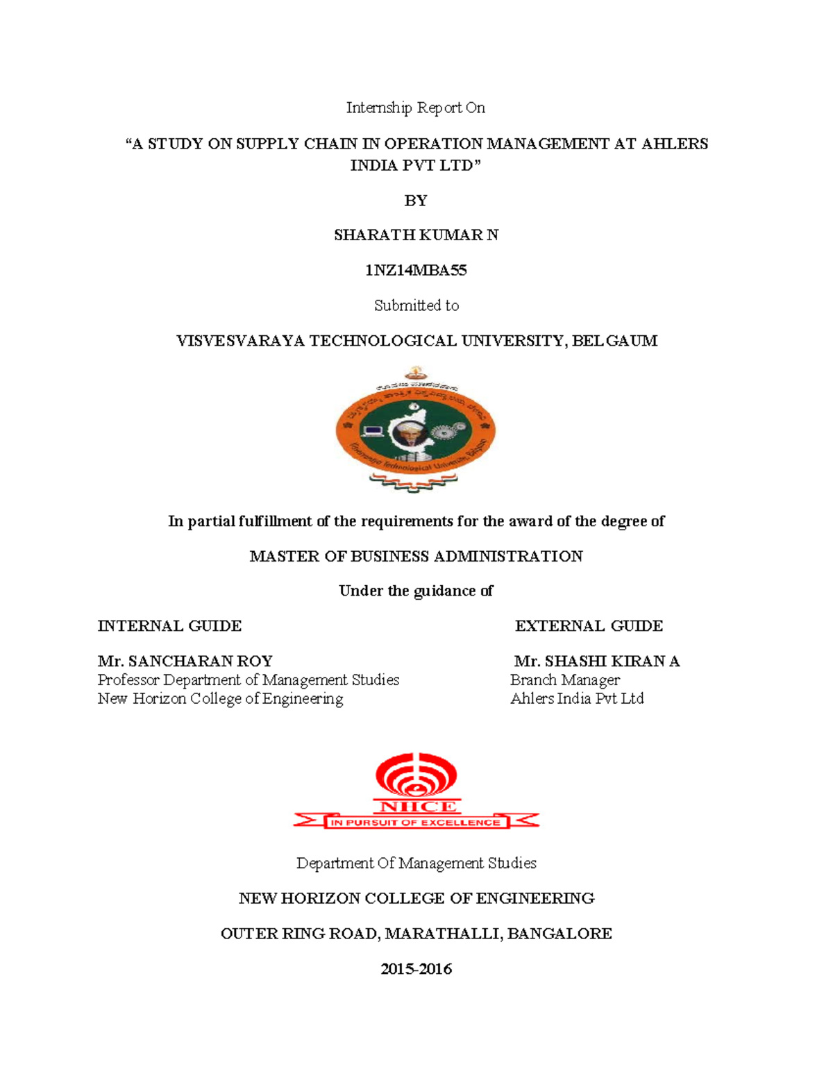 supply chain mangment - Internship Report On “A STUDY ON SUPPLY CHAIN ...