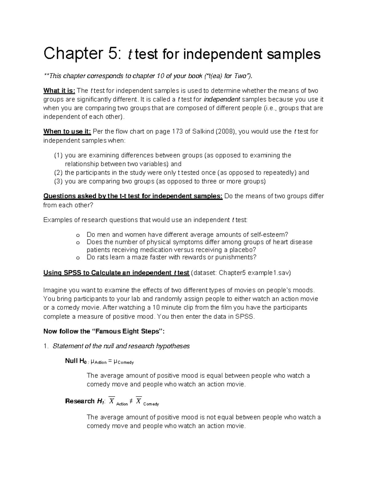 5 Independent T Test - Eco 501 - Chapter 5: t test for independent ...