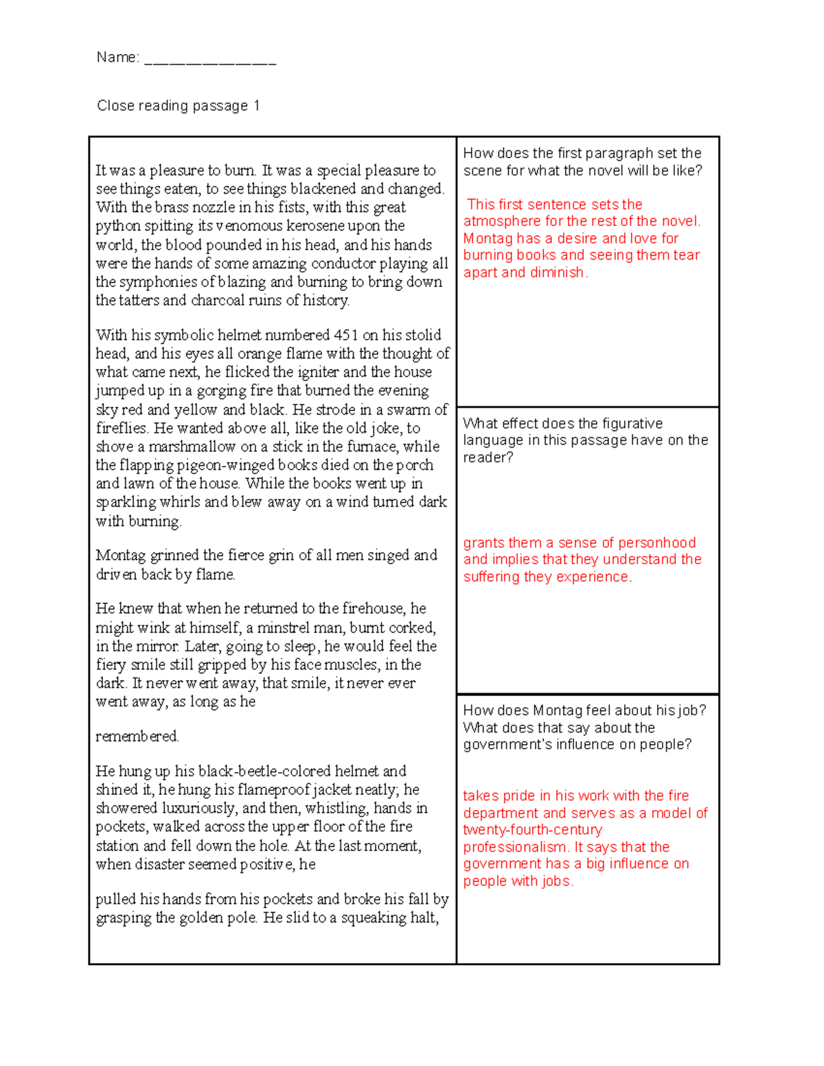 Close reading passage 1 (1) - Name: ________________ Close reading ...